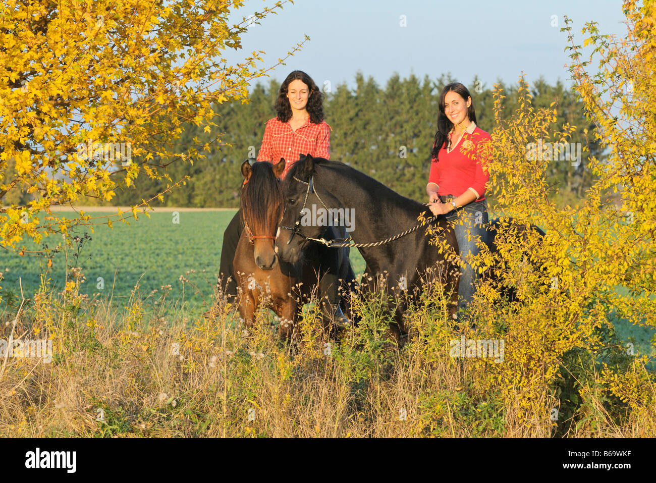 Two young horse riders hi-res stock photography and images - Alamy