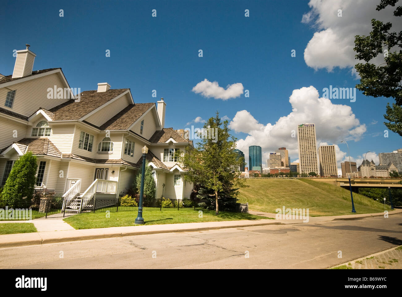 White houses and tower clocks, Canada Stock Photo - Alamy