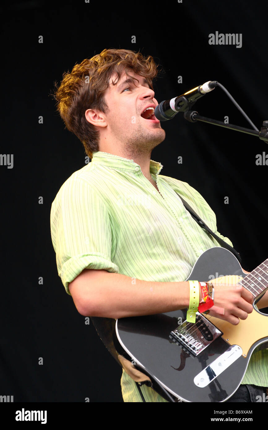 Jack Penate singer songwriter playing electric guitar performing live ...