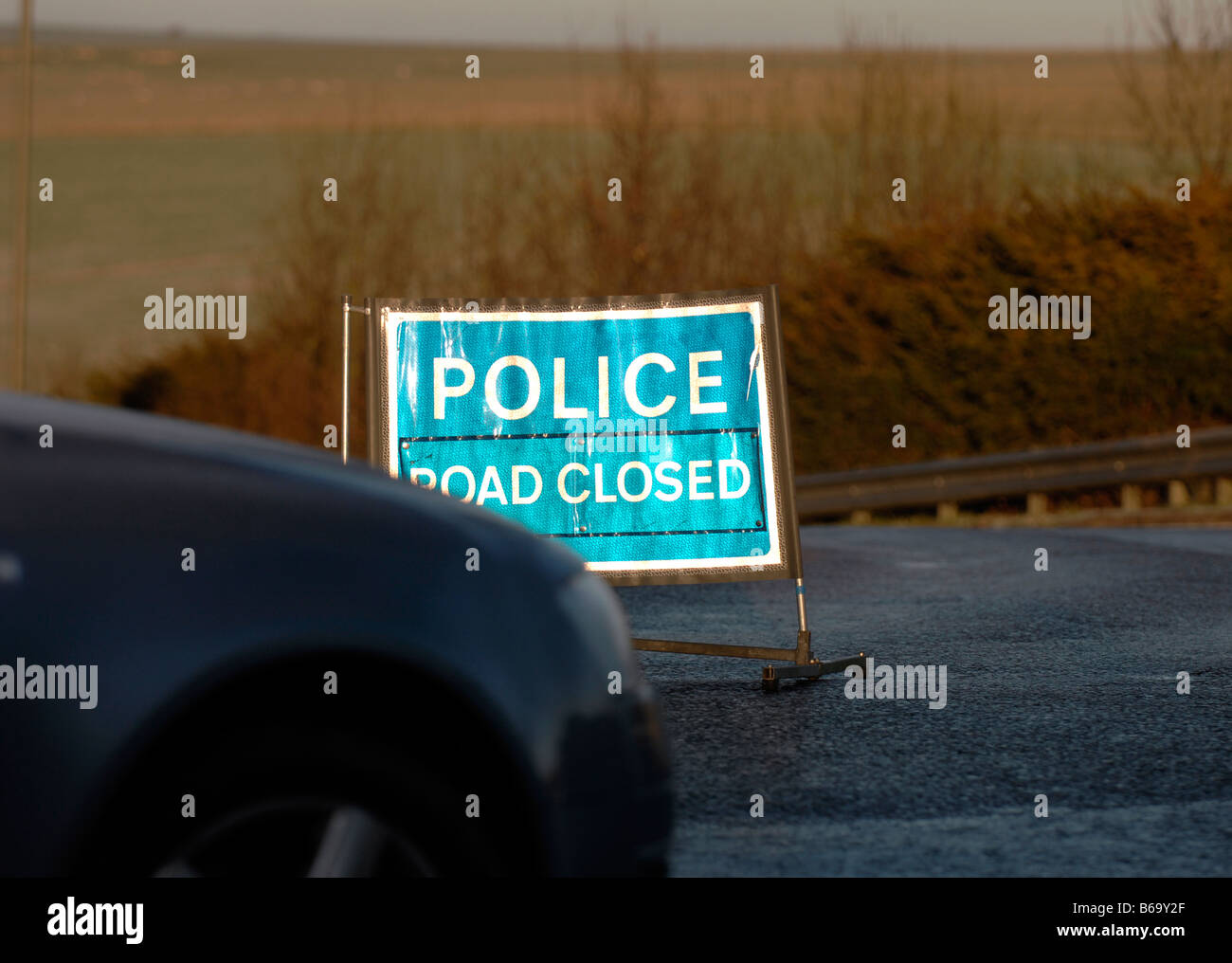 Police Road Closed Sign High Resolution Stock Photography and Images ...