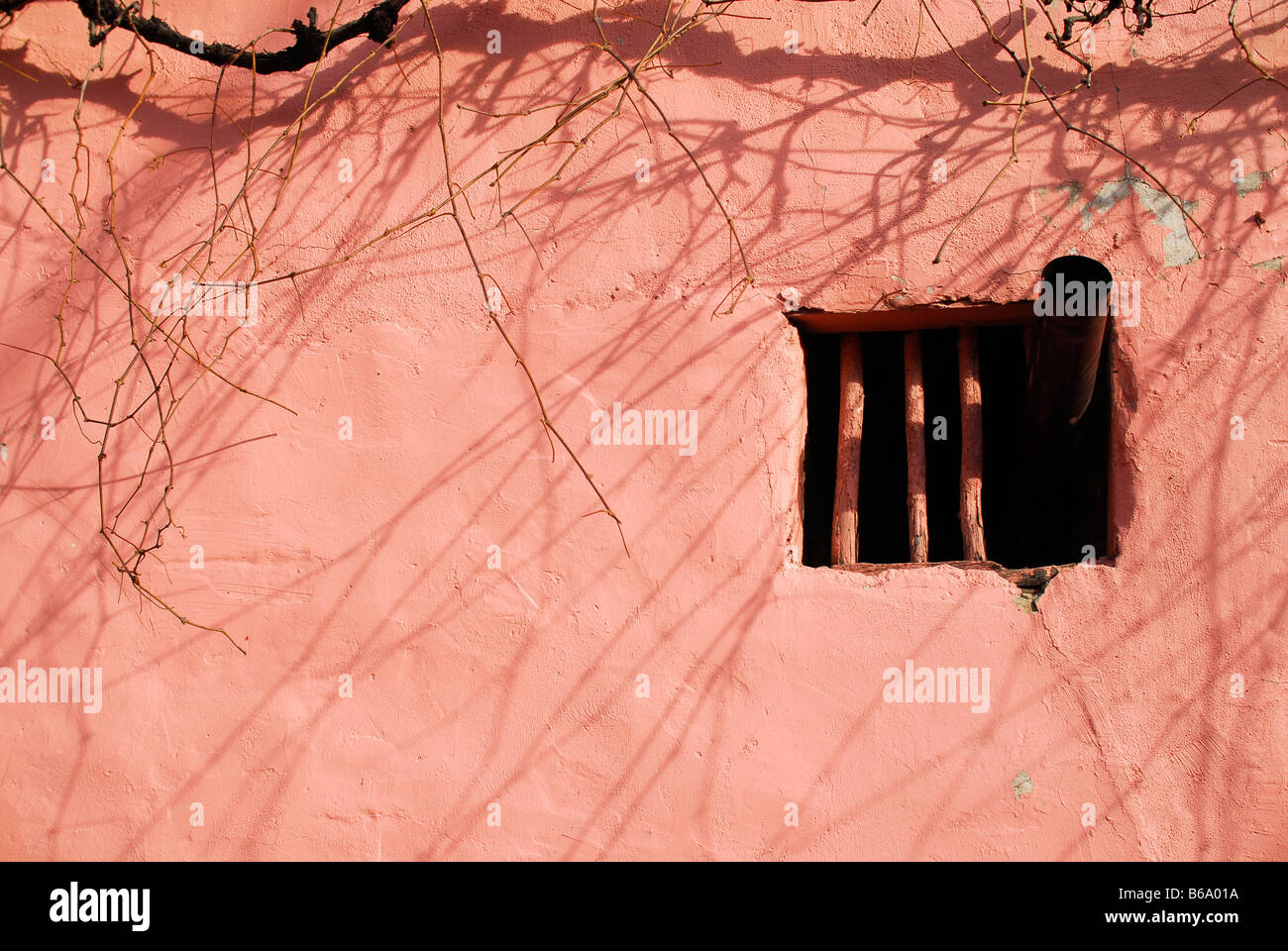 pink wall and little window Stock Photo - Alamy