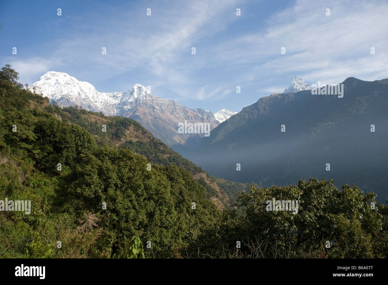 Annapurna South and Fishtail Mountains from near Ghandruk village, Modi ...