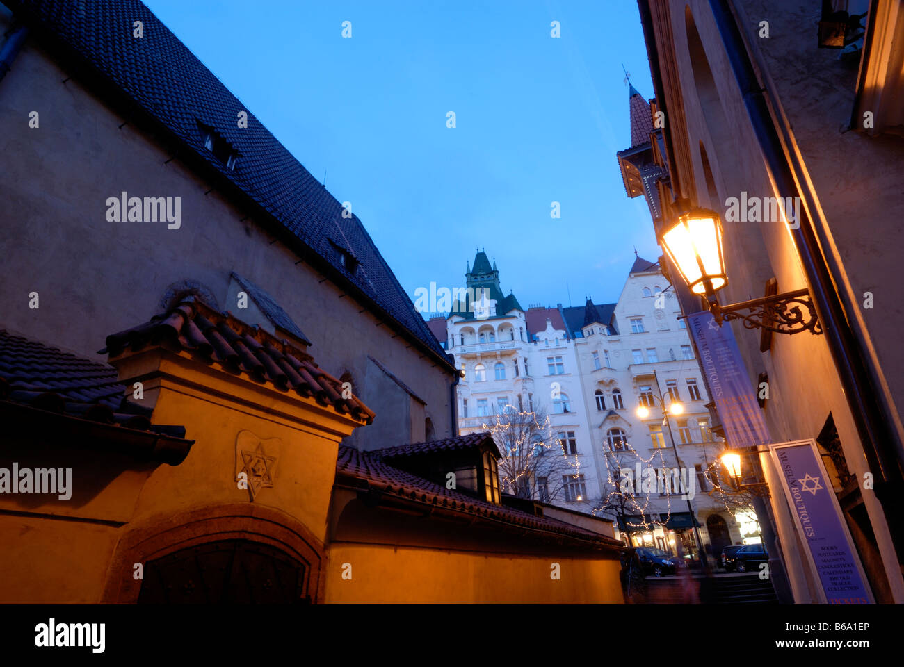 Old New Synagogue Staronova Synagoga at night Jewish Quarter Prague ...