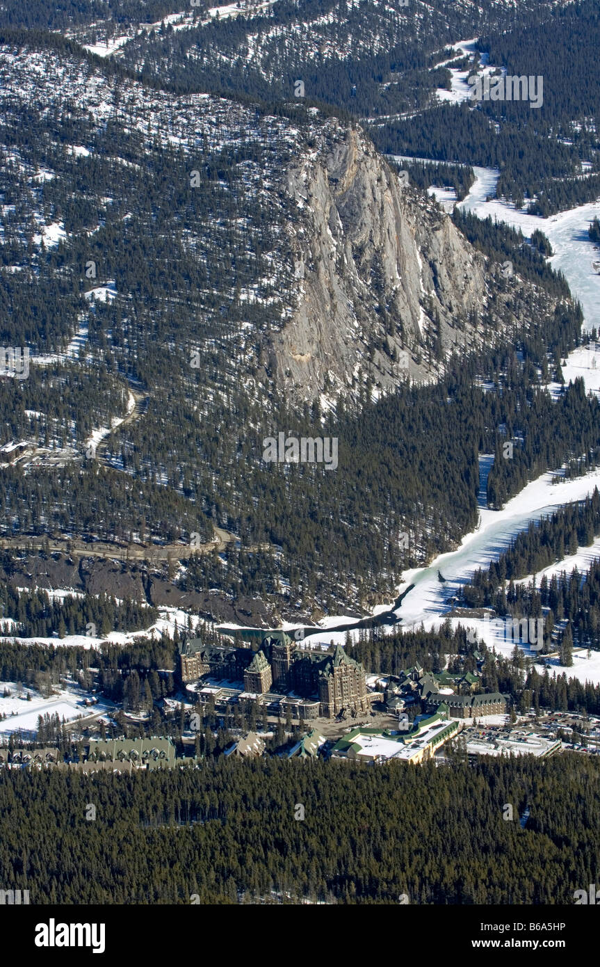 Views of the Banff Springs hotel and Bow Valley from the top of Sulphur Mountain Banff Alberta ...