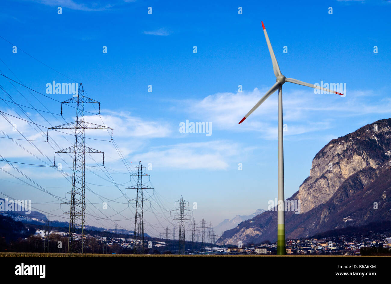 Pylon and wind turbine hi-res stock photography and images - Alamy