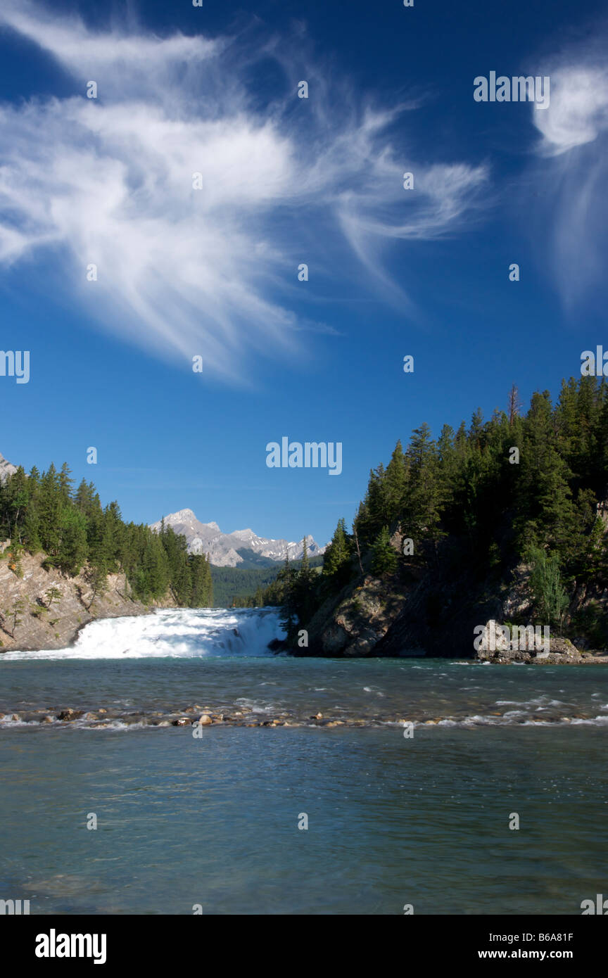 Bow Falls with Wispy Clouds Stock Photo - Alamy
