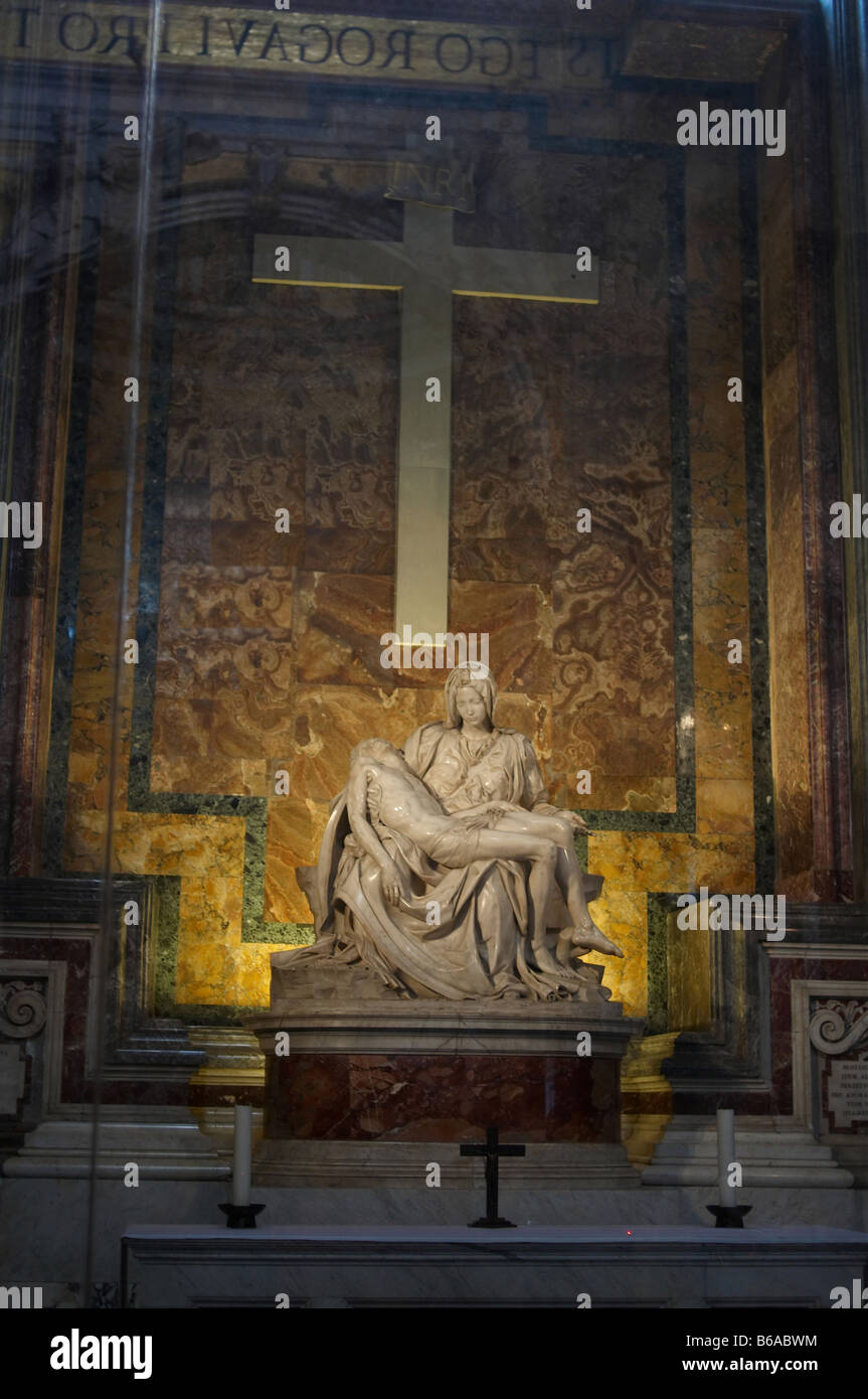 The Pieta - sculpted by Michelangelo in St. Peter's Basilica Rome Italy ...