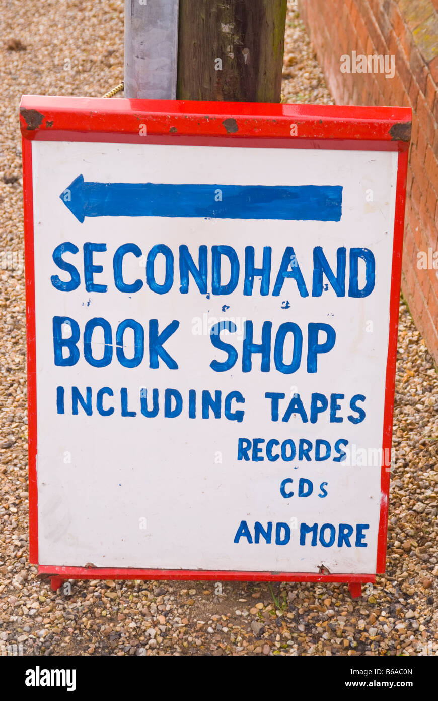 Secondhand book shop sign including tapes,records and cds Stock Photo ...