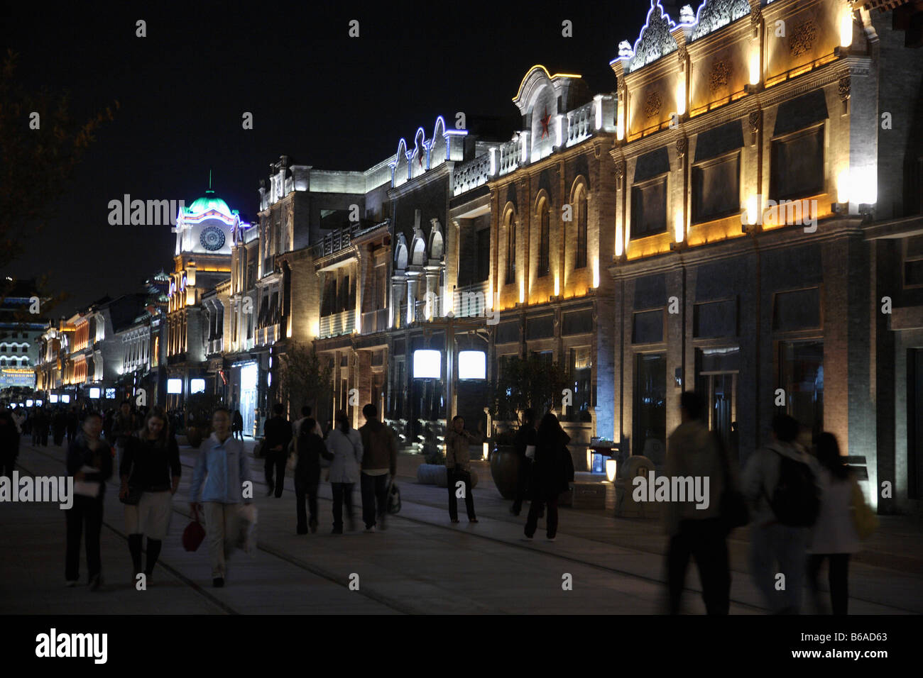 China Beijing Qianmen Street at night Stock Photo - Alamy