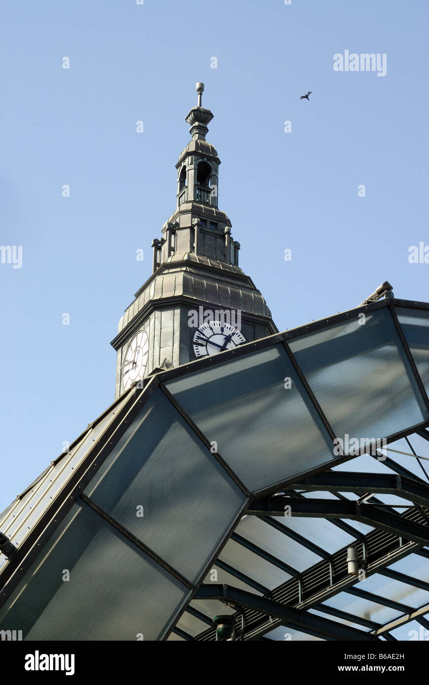 Clock tower of the Hamburg main station Germany Stock Photo - Alamy