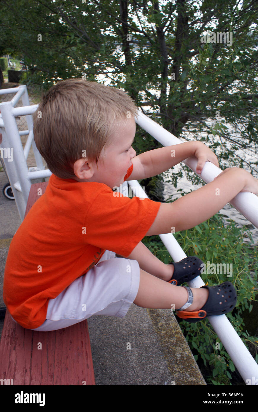 Ready To Climb Railing Stock Photo - Alamy