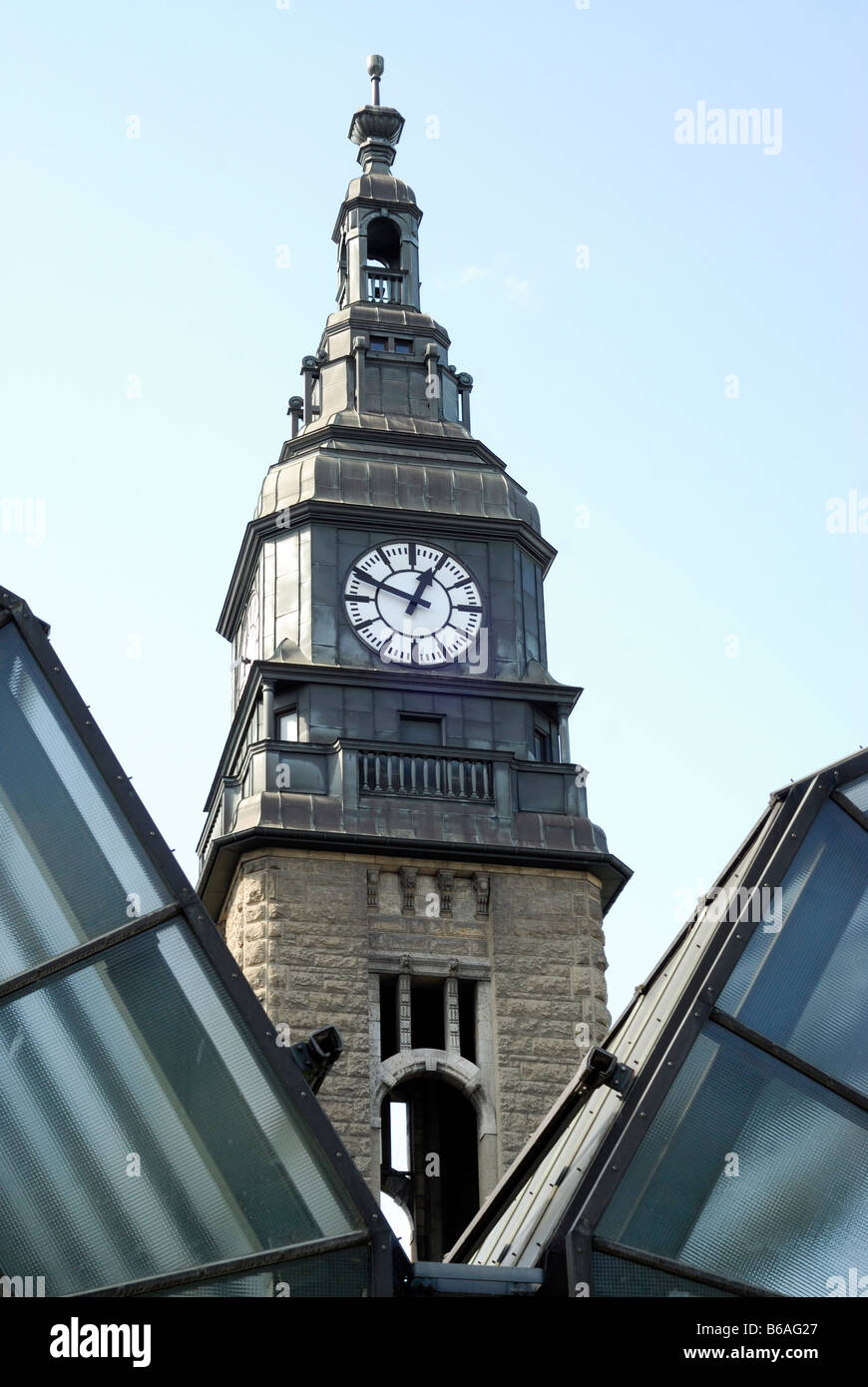 Clock tower of the Hamburg main station Germany Stock Photo - Alamy