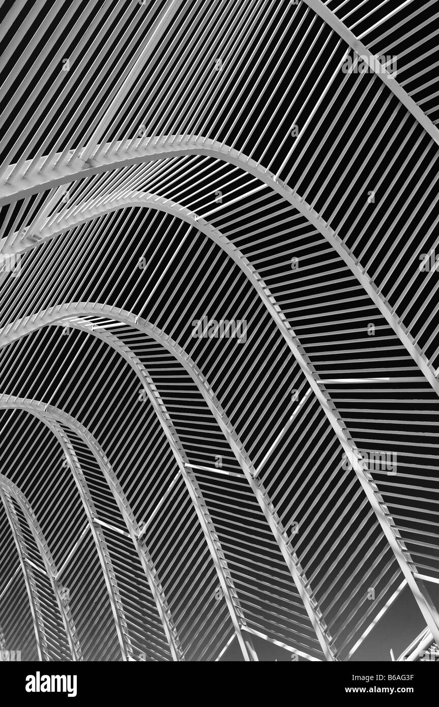 Black and white view of the entry archways in the Olympic Stadium ...