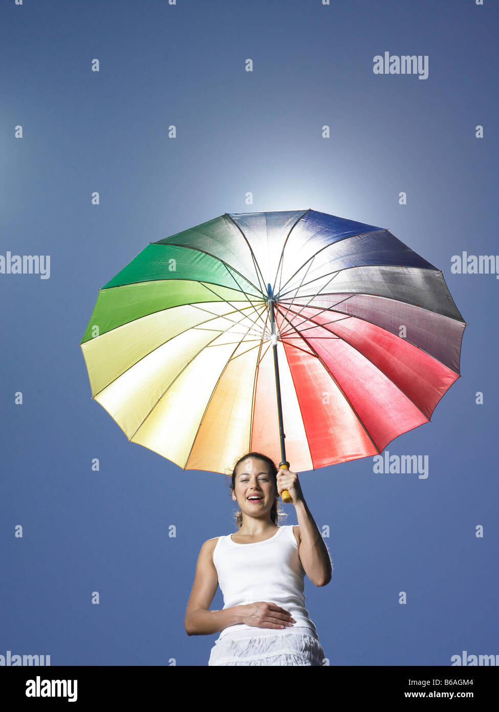 Girl holding sun parasol Stock Photo - Alamy