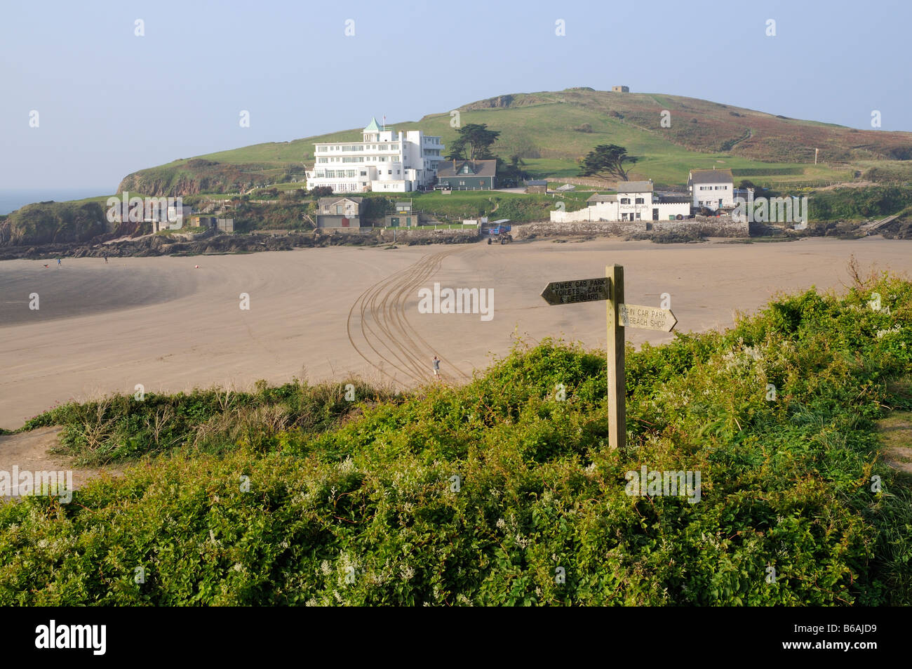 Burgh Island seen from Bigbury on Sea south Devon England UK at low ...
