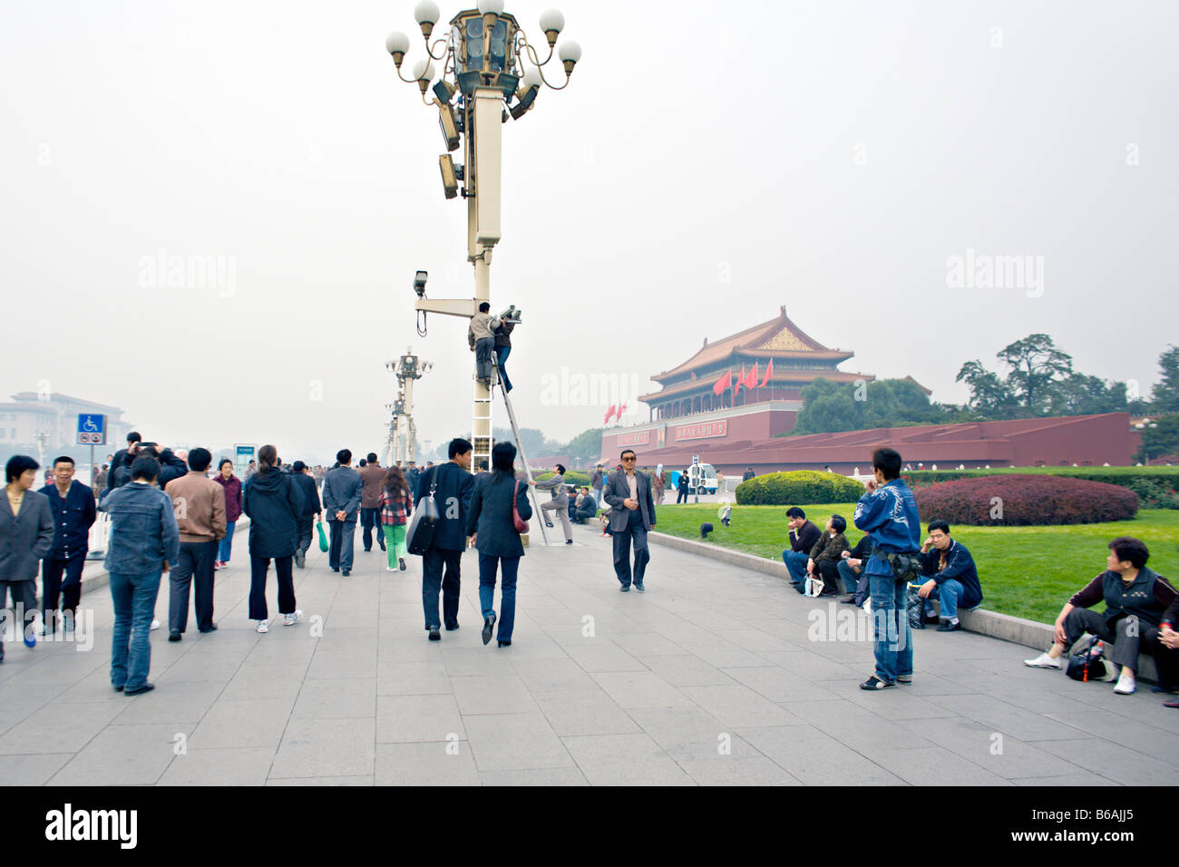 CHINA BEIJING Technicians adjust the security cameras covering the ...