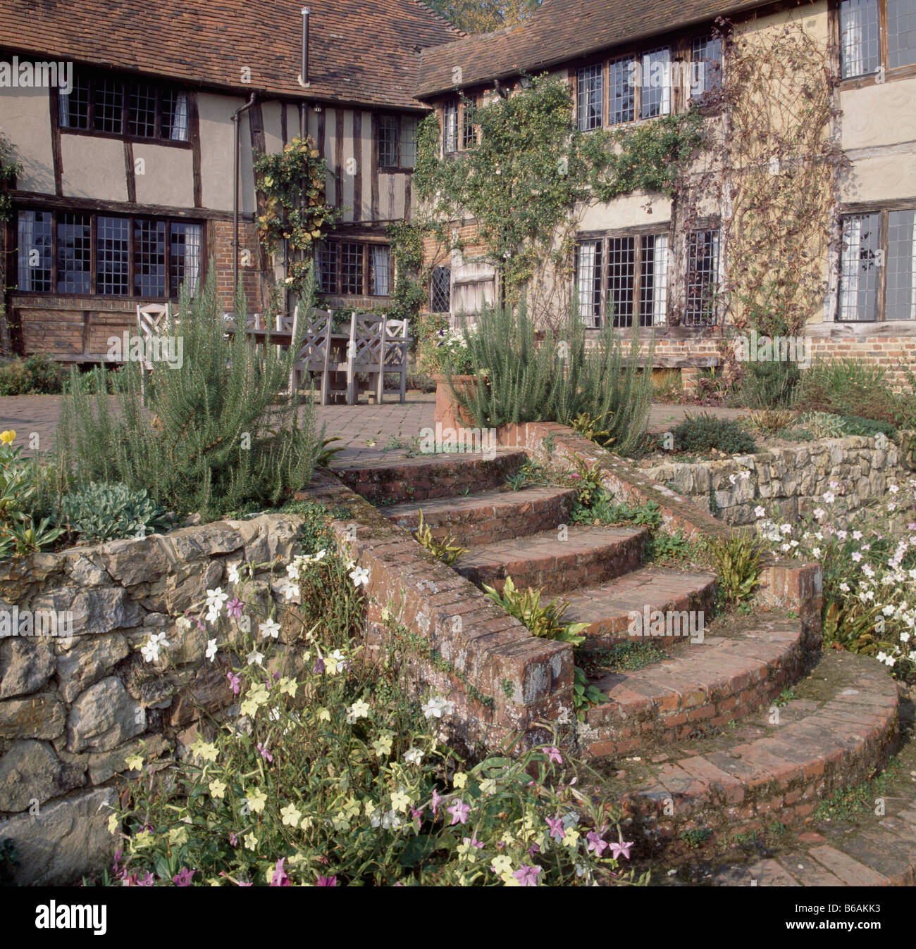 Kent - Long Barn : View Of Steps Stock Photo - Alamy