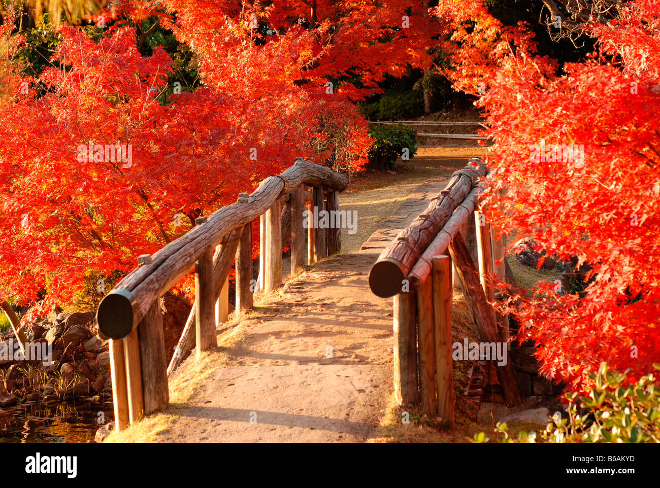 Rustic Japanese bridge Stock Photo - Alamy