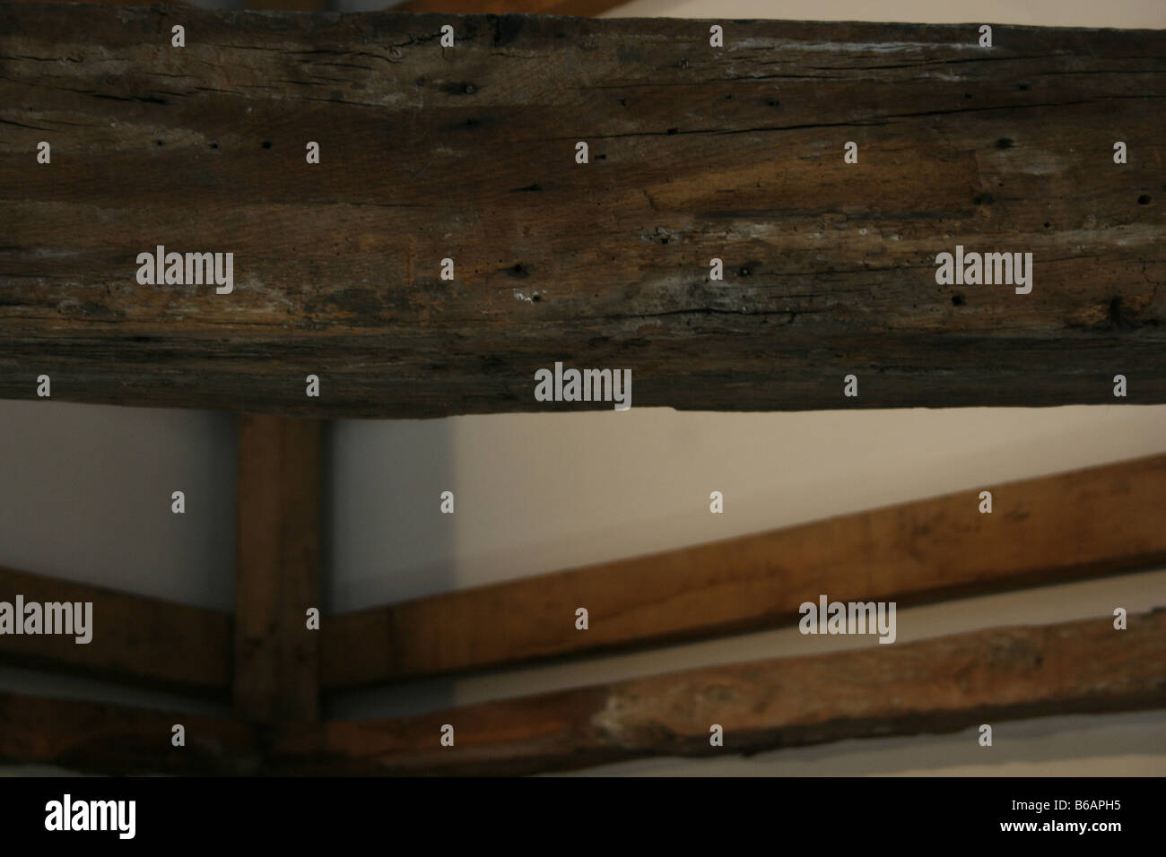 old traditional A framed exposed beams in the ceiling of an A listed ...