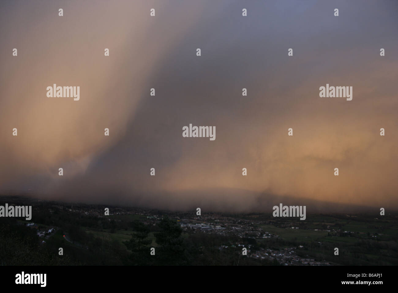 snow storm coming in across malvern and the severns valley with a ...