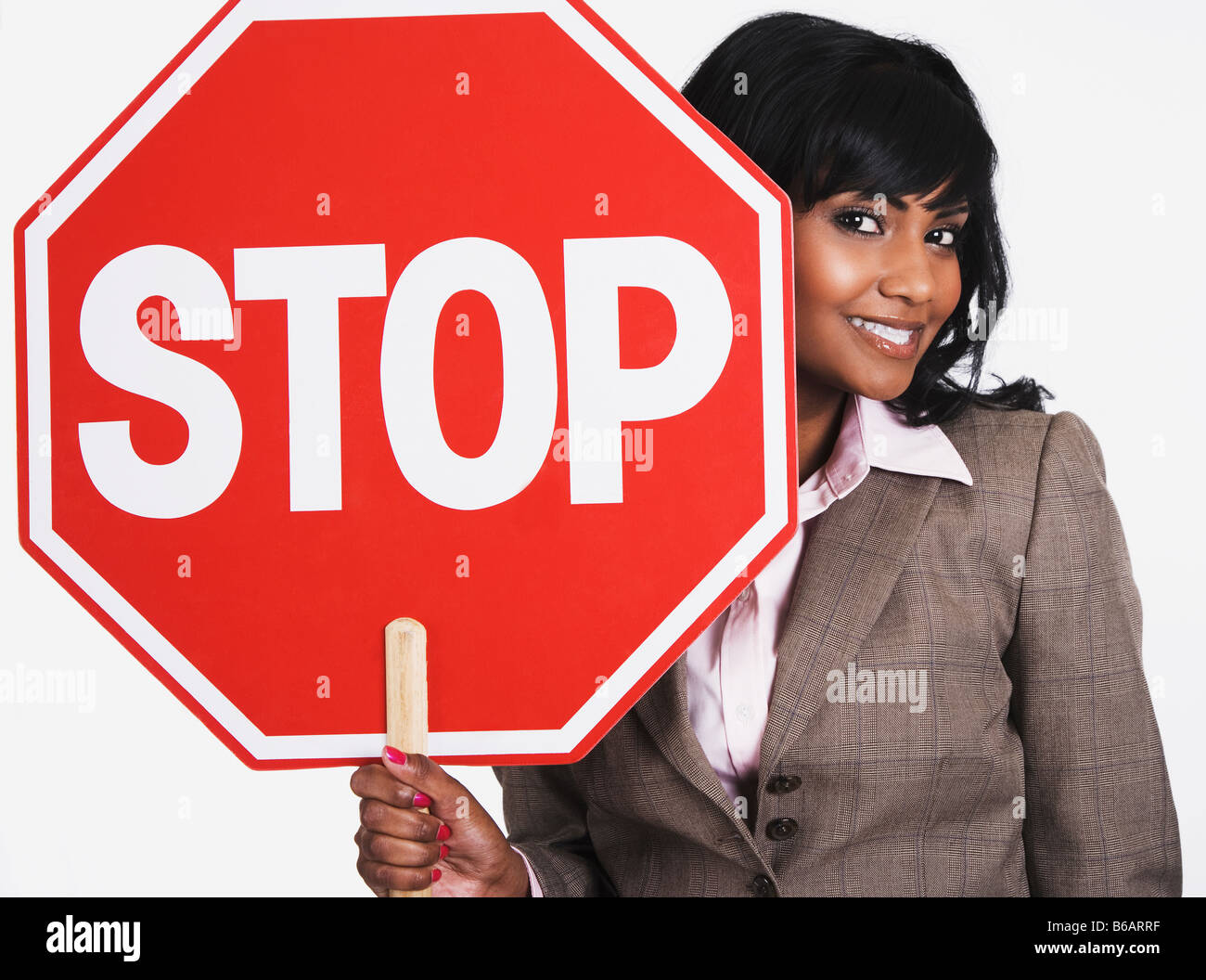 Woman Stop Sign High Resolution Stock Photography and Images - Alamy