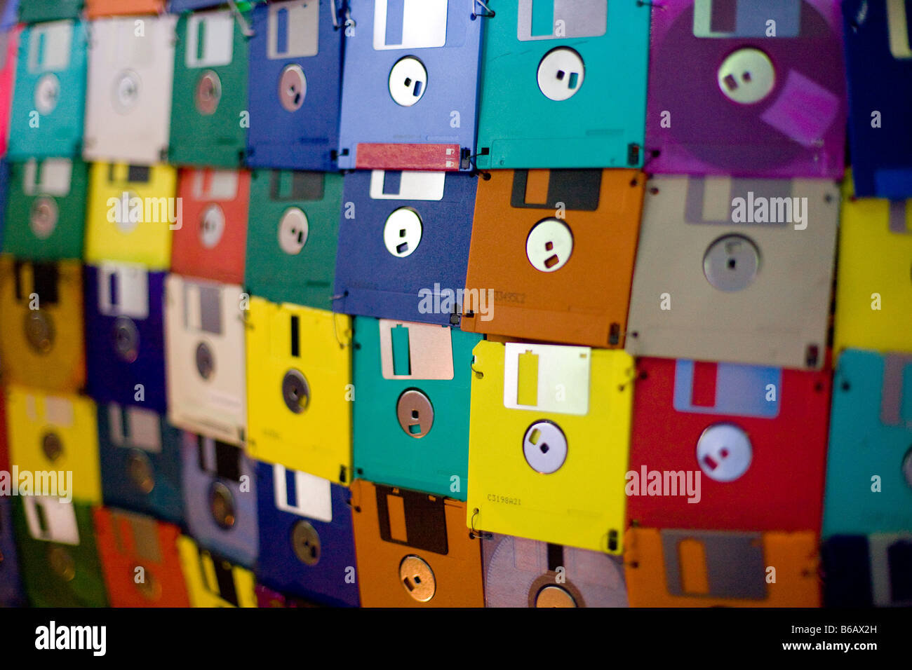 A colorful wall made of old 3.5 A colorful wall made of old 3.5