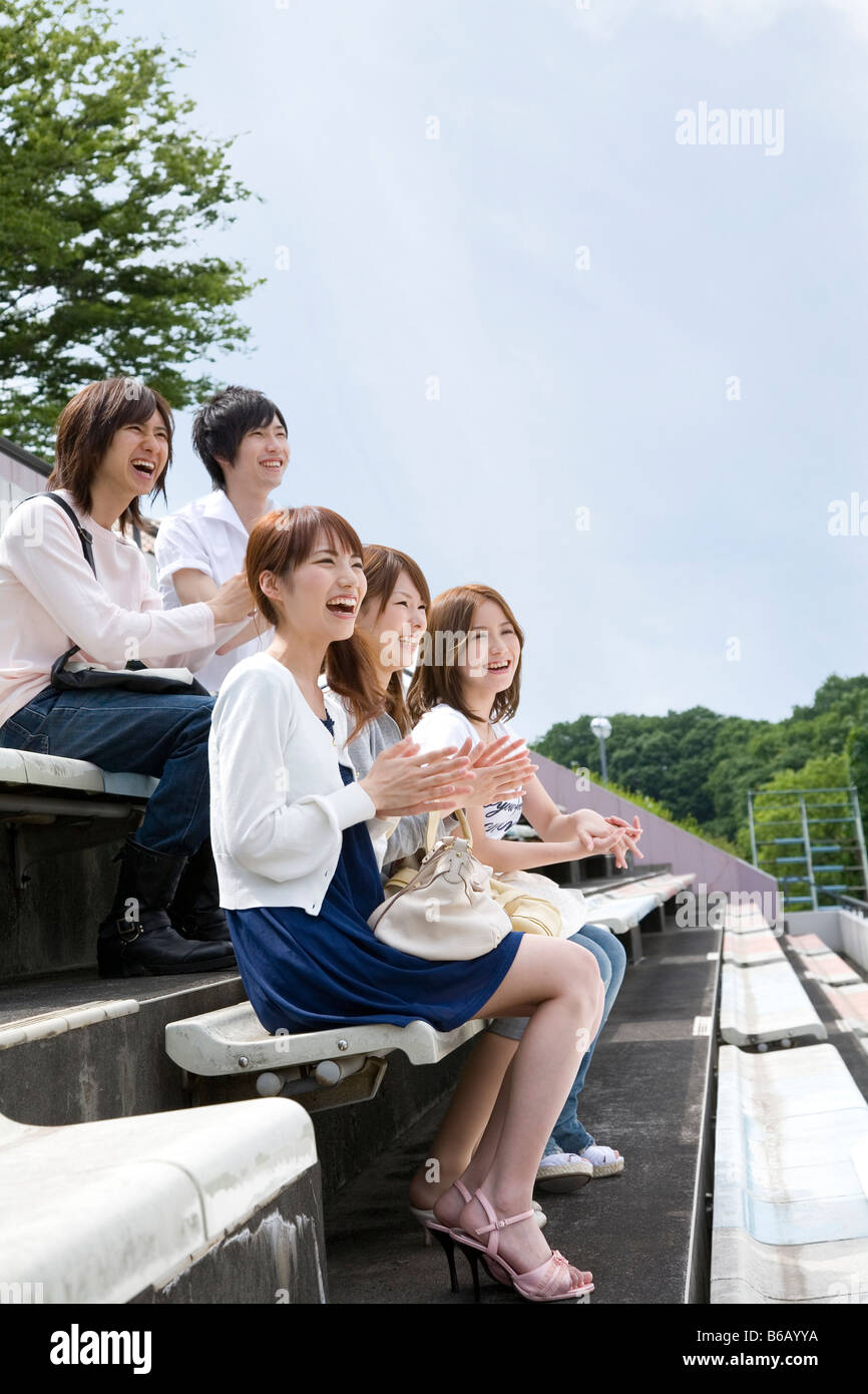 College students cheering at stadium Stock Photo - Alamy