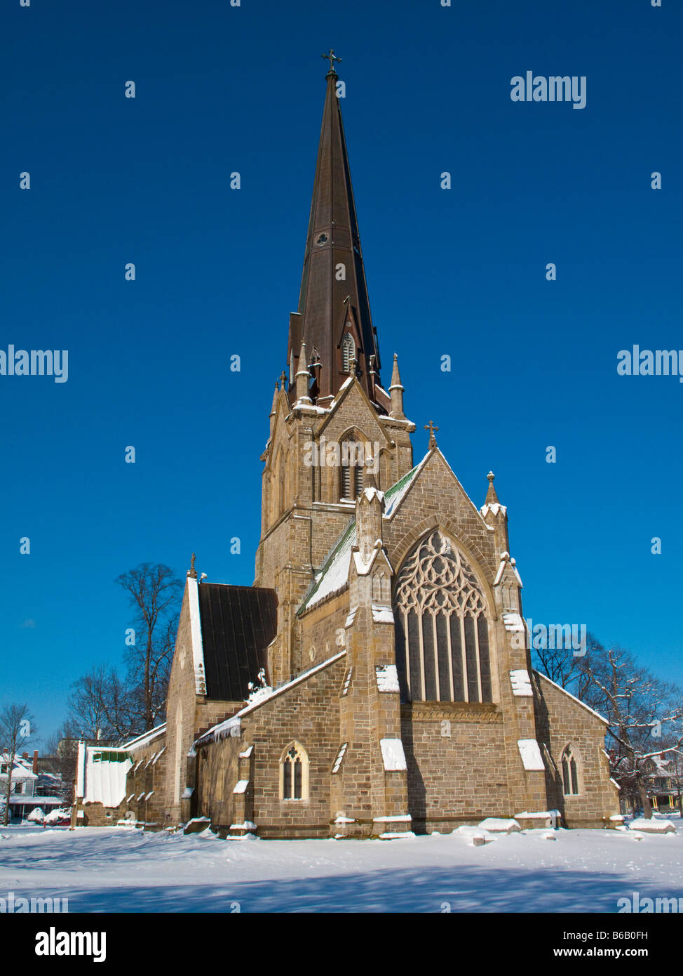 Christ Church Cathedral after winter snowfall in Fredericton Stock ...