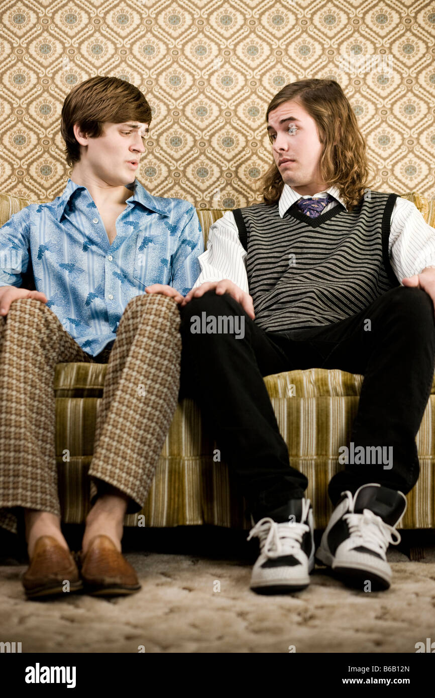 two men in retro clothing Stock Photo - Alamy