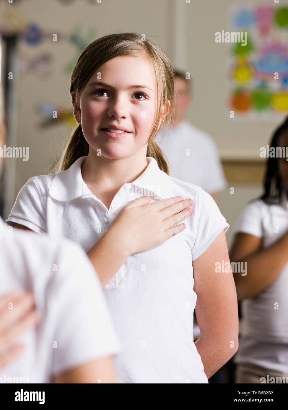girl saying the pledge of allegiance Stock Photo - Alamy