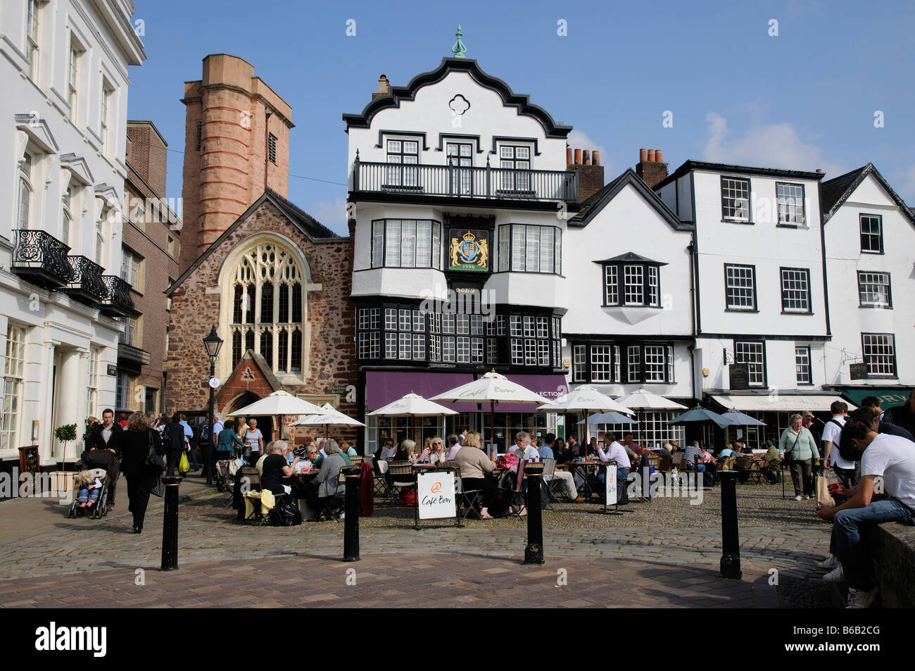 Exeter Cathedral Green in the city centre Exeter south Devon England ...
