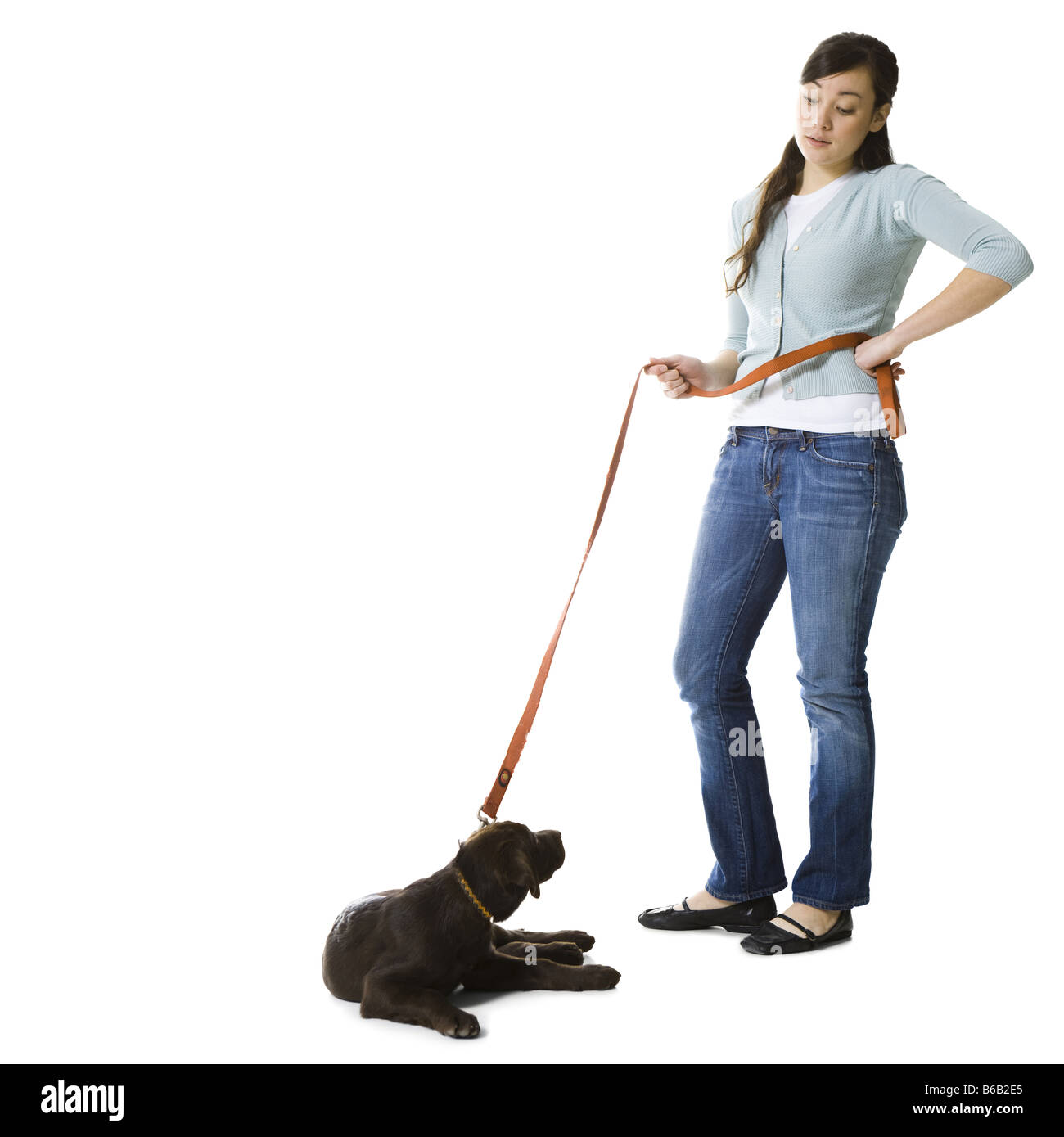 Portrait puppy dog woman Cut Out Stock Images & Pictures - Alamy