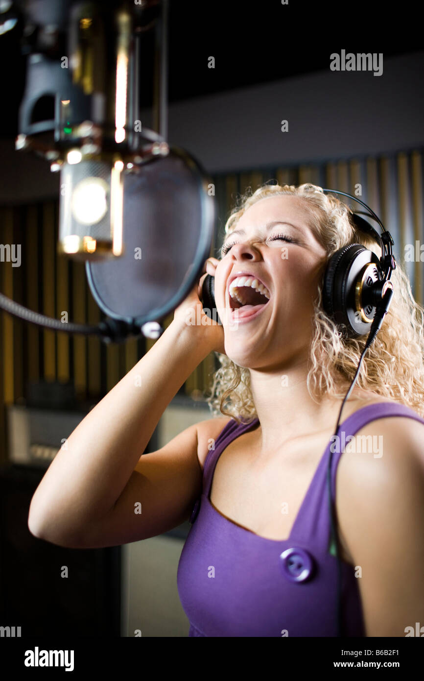 singing in a recording studio Stock Photo - Alamy