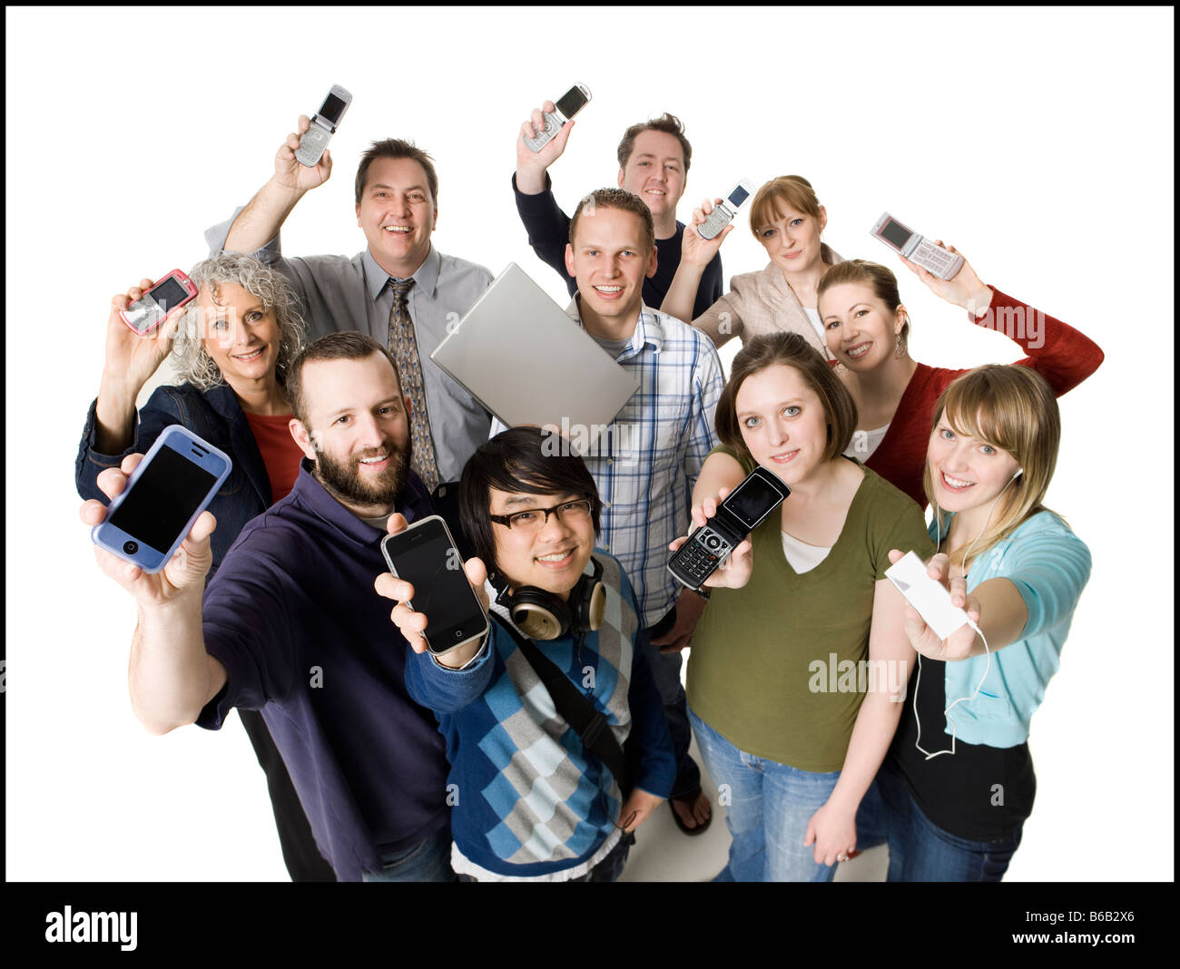 people holding up cell phones Stock Photo - Alamy