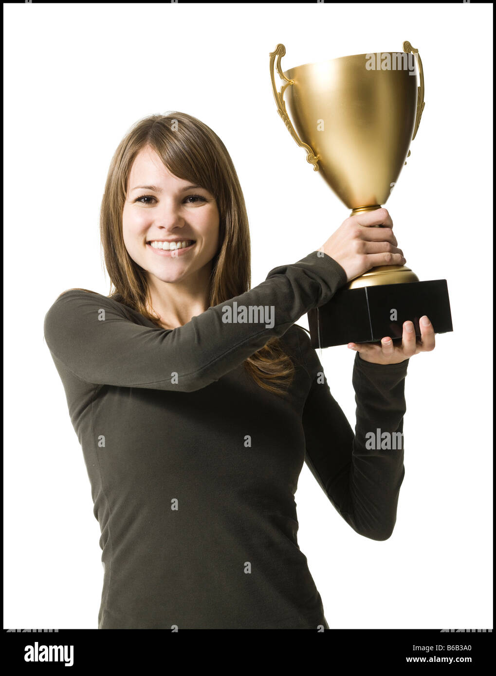 woman with a trophy Stock Photo - Alamy