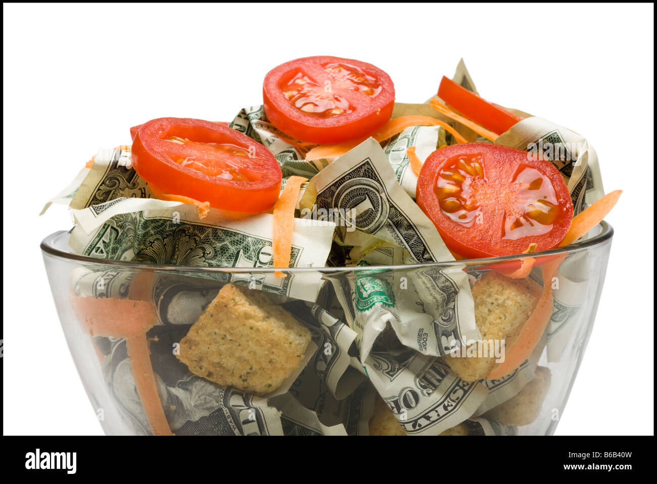 salad with dollars in it Stock Photo - Alamy