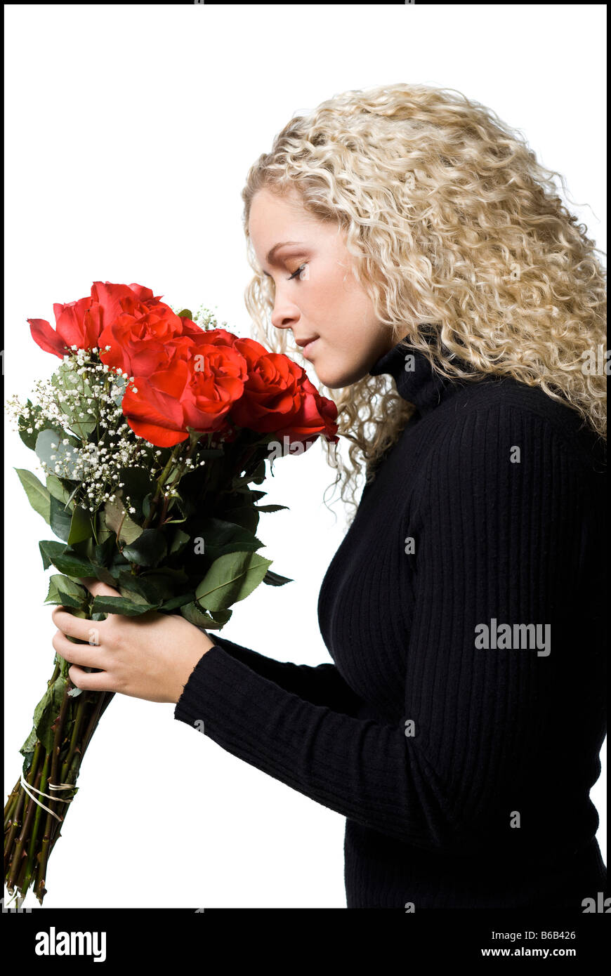 woman with roses Stock Photo - Alamy