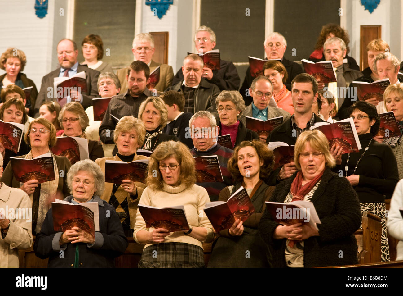 Communal signing in a welsh chapel at christmas time a traditional ...
