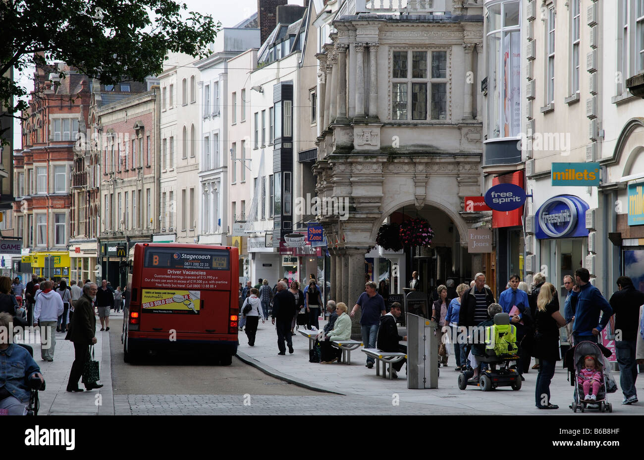 Exeter Devon England UK City centre shops and shoppers Stock Photo - Alamy