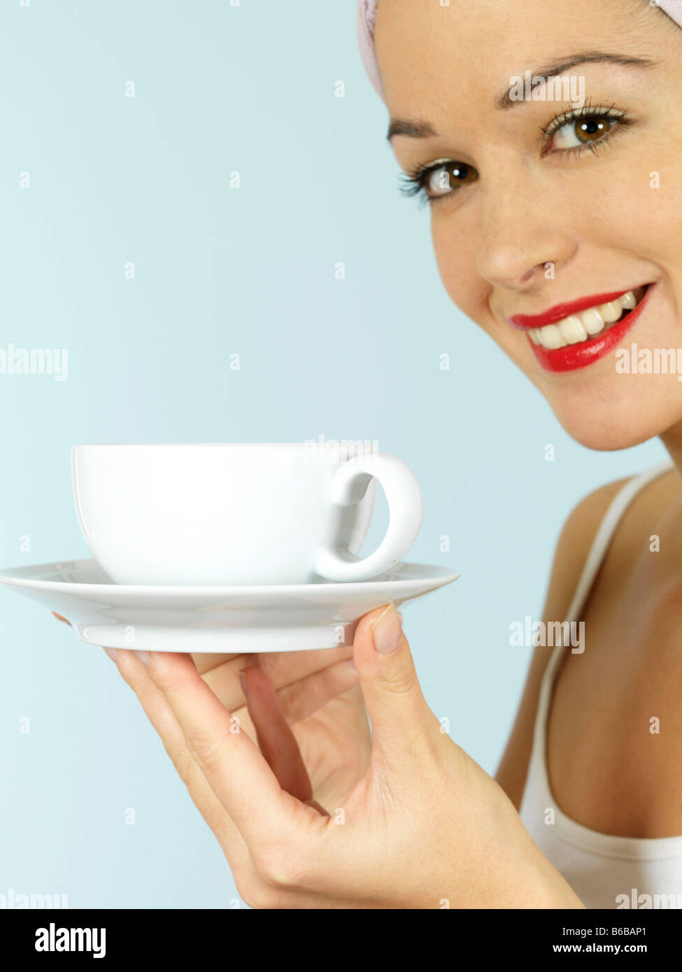 Young Woman Drinking Tea Model Released Stock Photo - Alamy