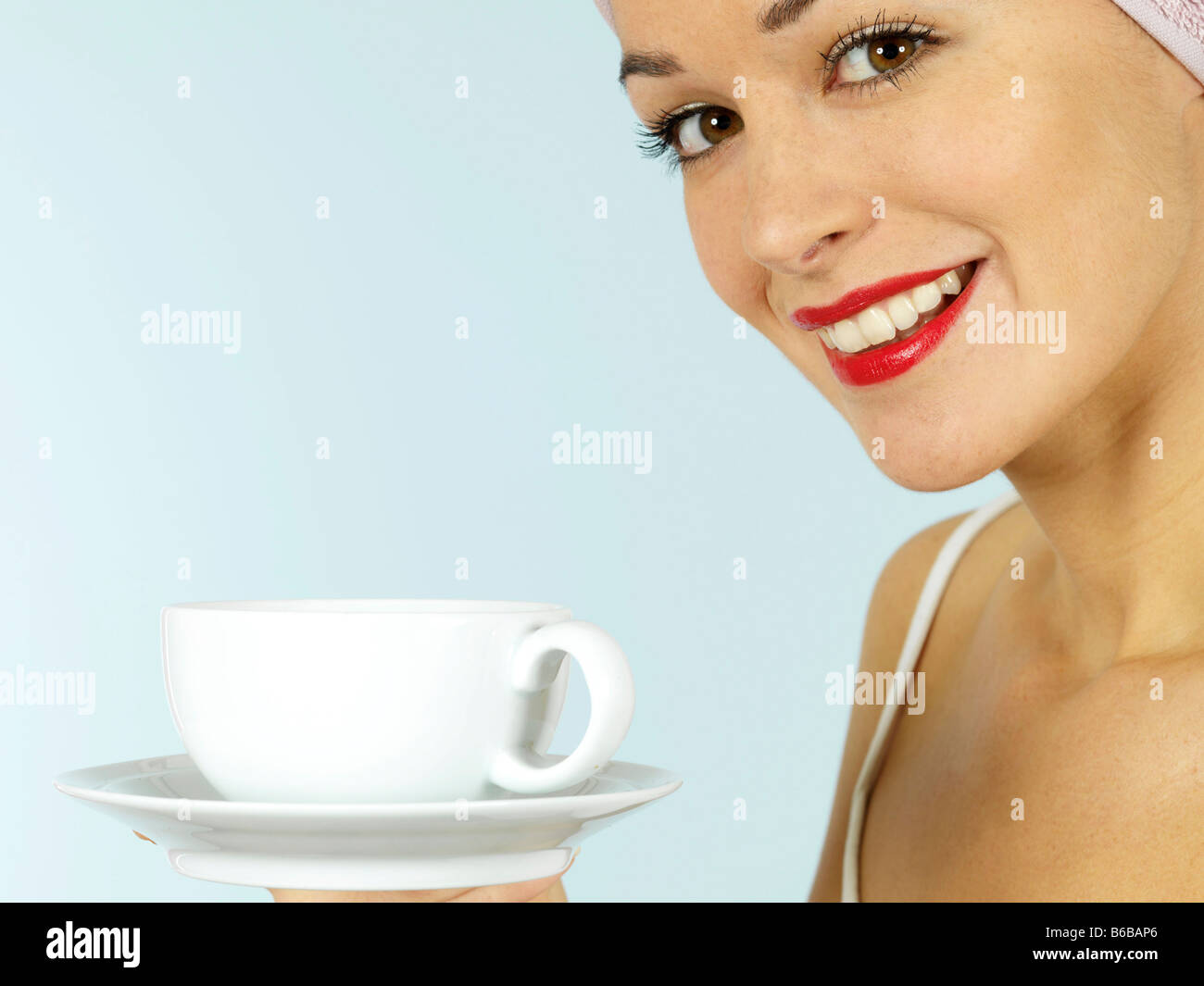 Young Woman Drinking Tea Model Released Stock Photo - Alamy