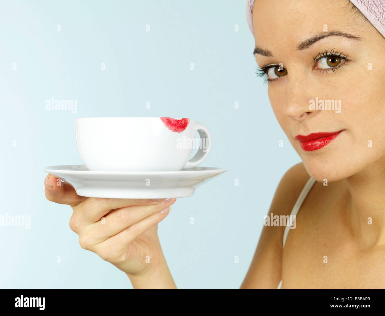 Young Woman Drinking Tea Model Released Stock Photo - Alamy