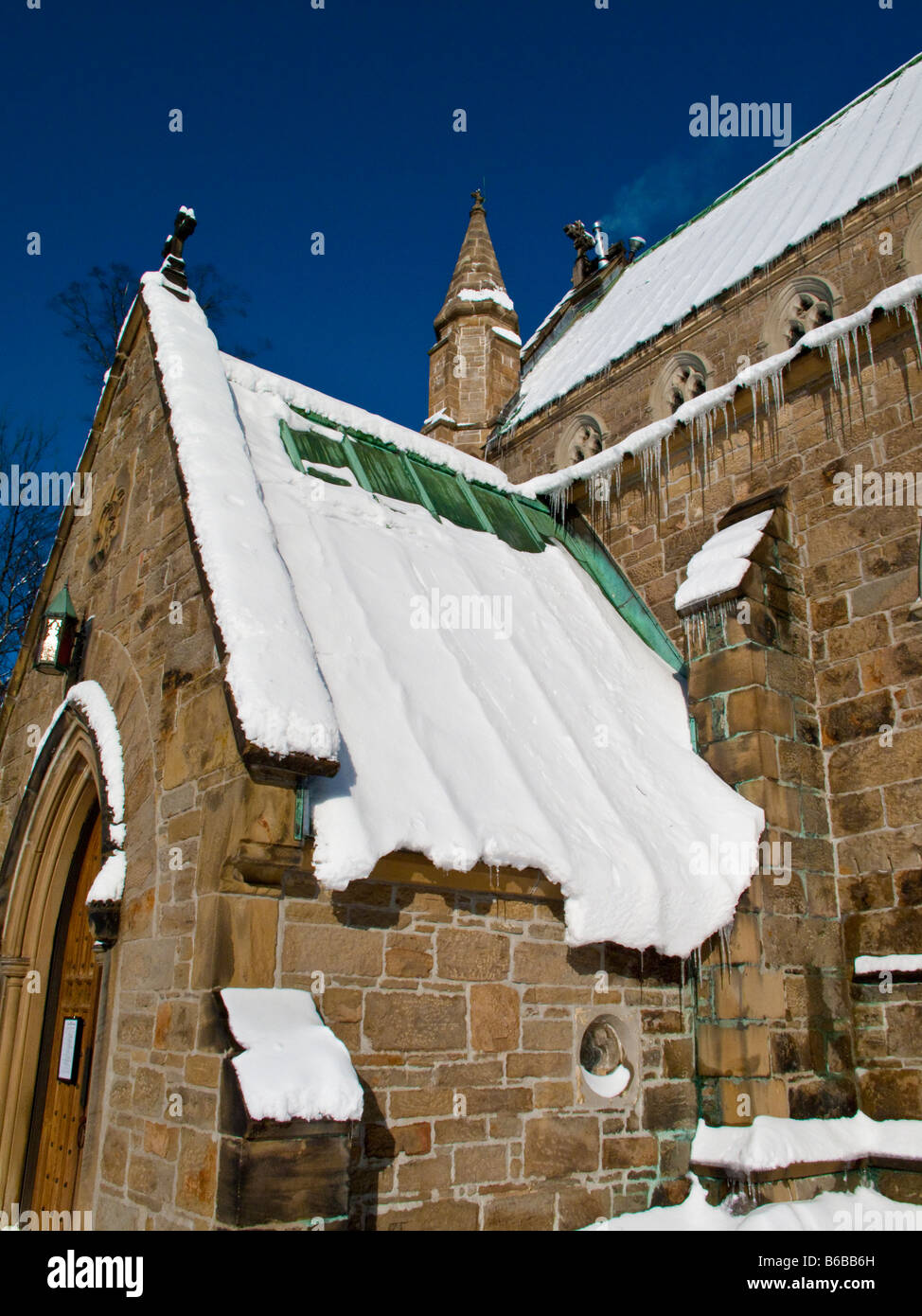 Christ Church Cathedral after winter snowfall in Fredericton Stock ...