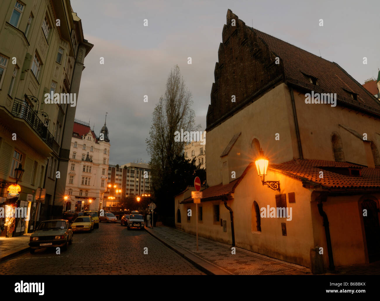 Old New Synagogue Staronova Synagoga at night Jewish Quarter Prague ...