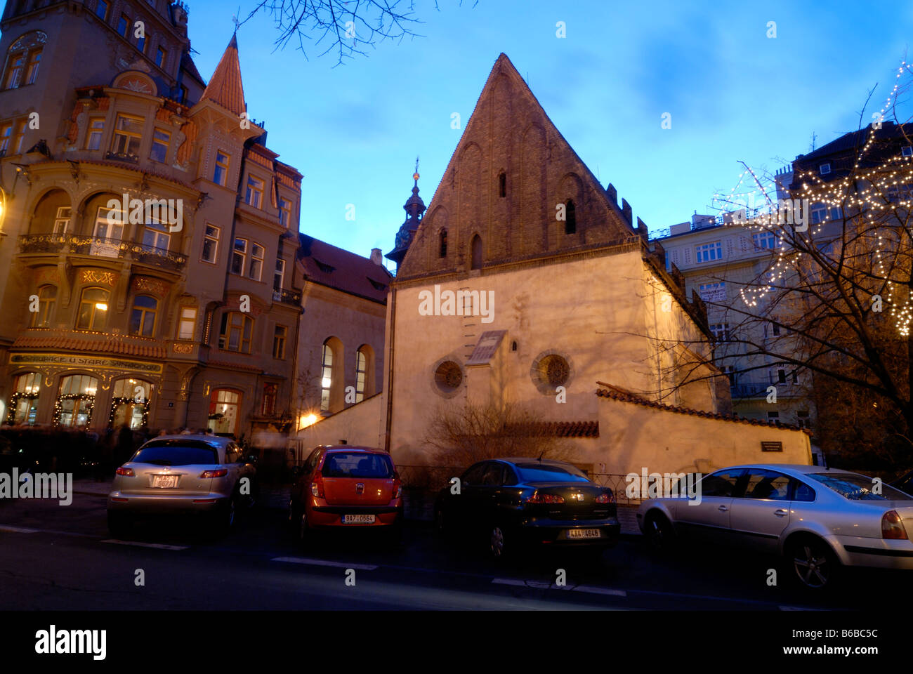 Old New Synagogue Staronova Synagoga at night Jewish Quarter Prague ...