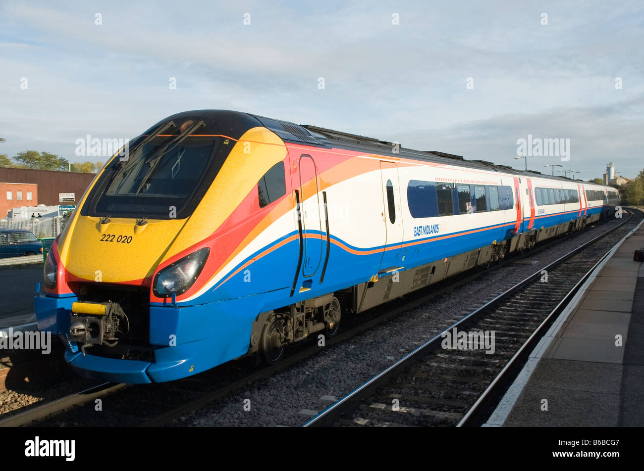 Meridian class 222 train in east midlands trains livery waiting at a ...