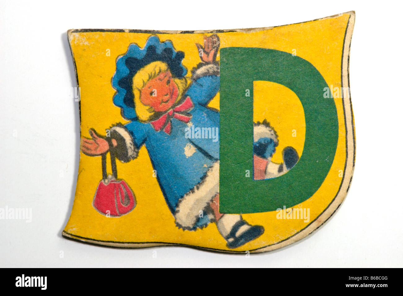 Vintage alphabet letter puzzle piece for children with the letter D and ...