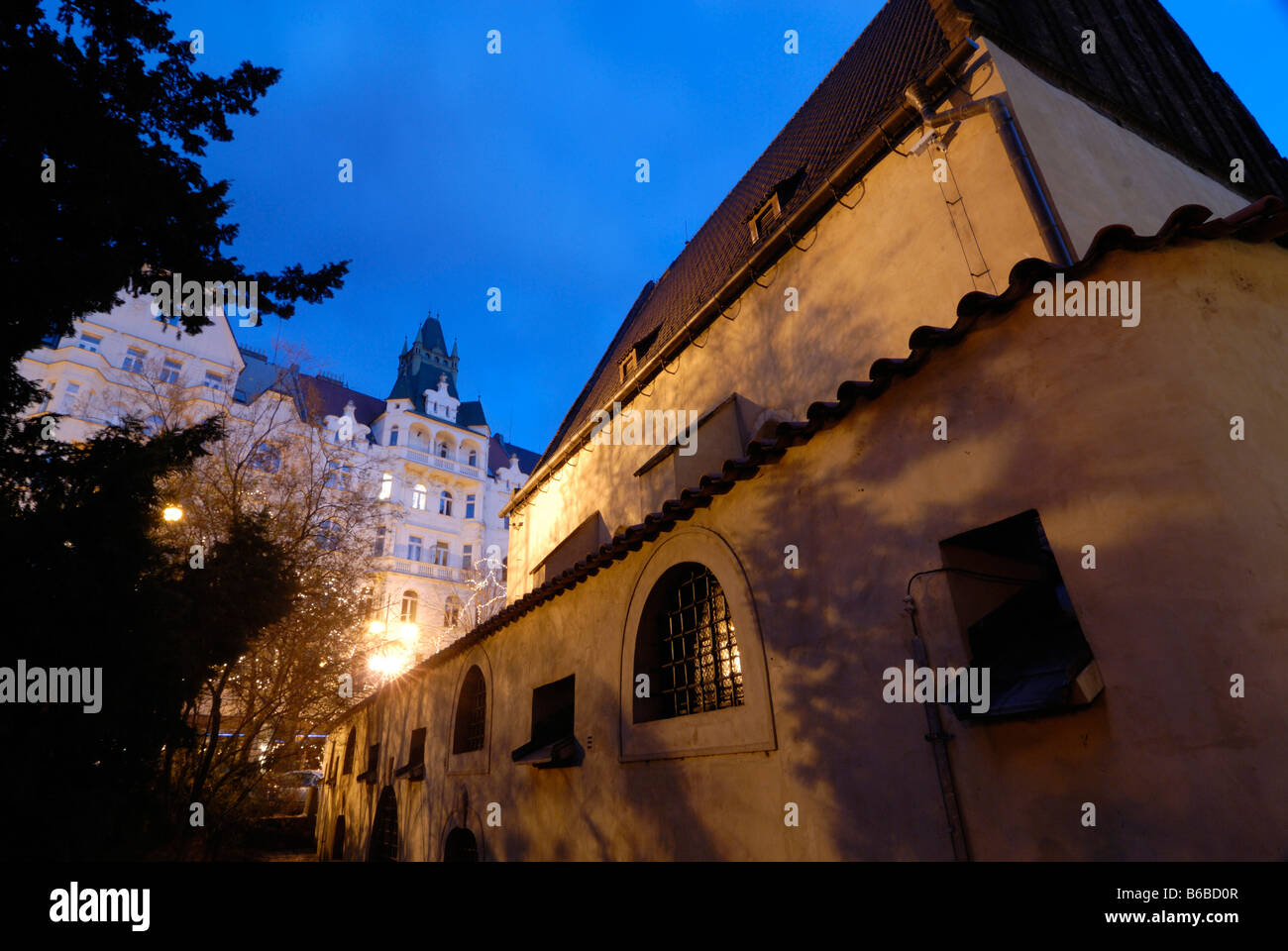 Old New Synagogue Staronova Synagoga at night Jewish Quarter Prague ...