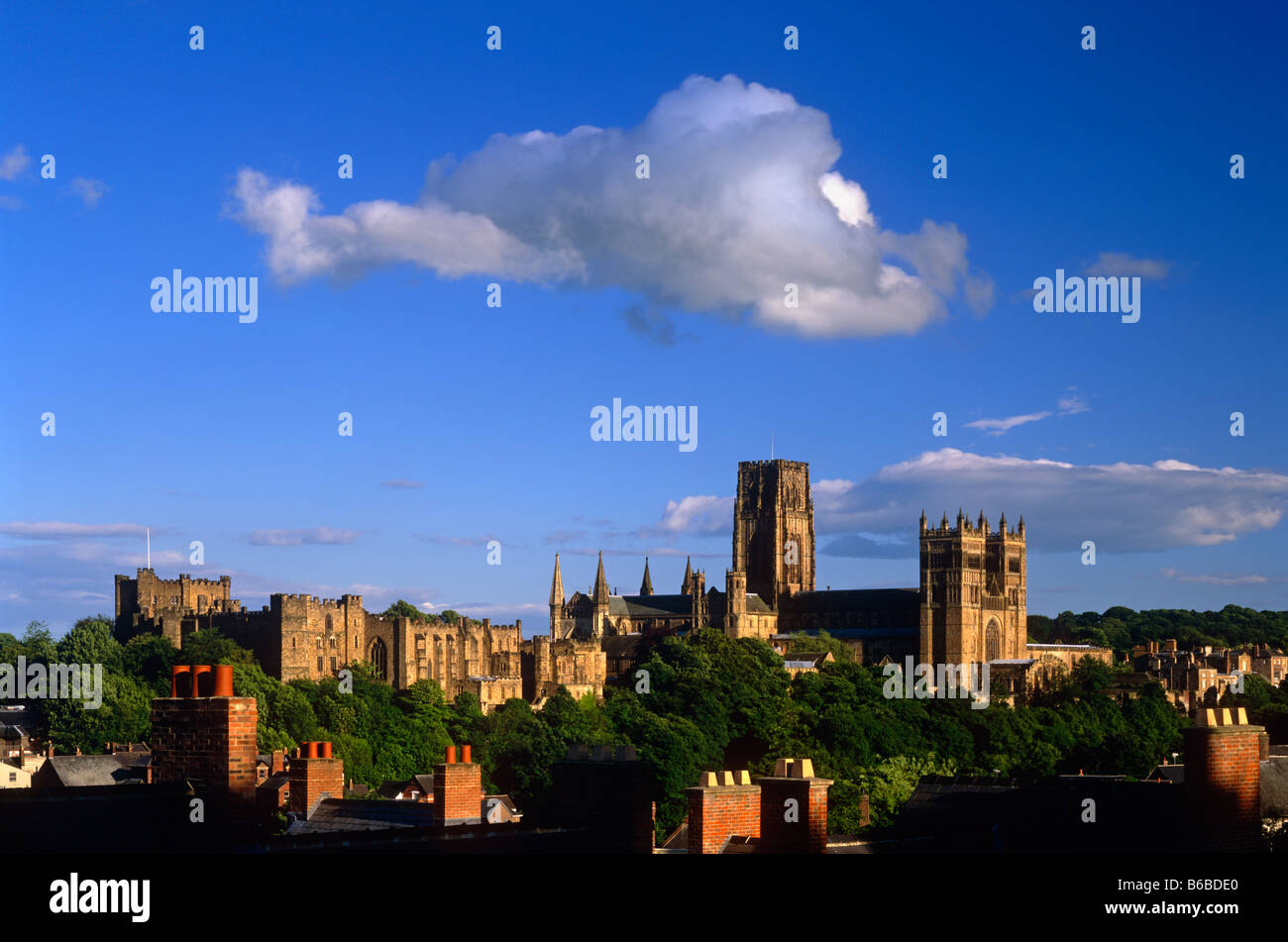 Panorama of Durham City, including Durham Castle and Durham Cathedral ...