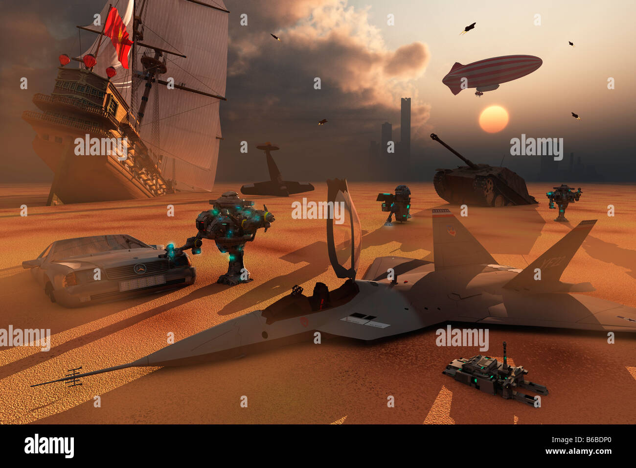 Robot Collectors A 3D conceptual Image Stock Photo - Alamy